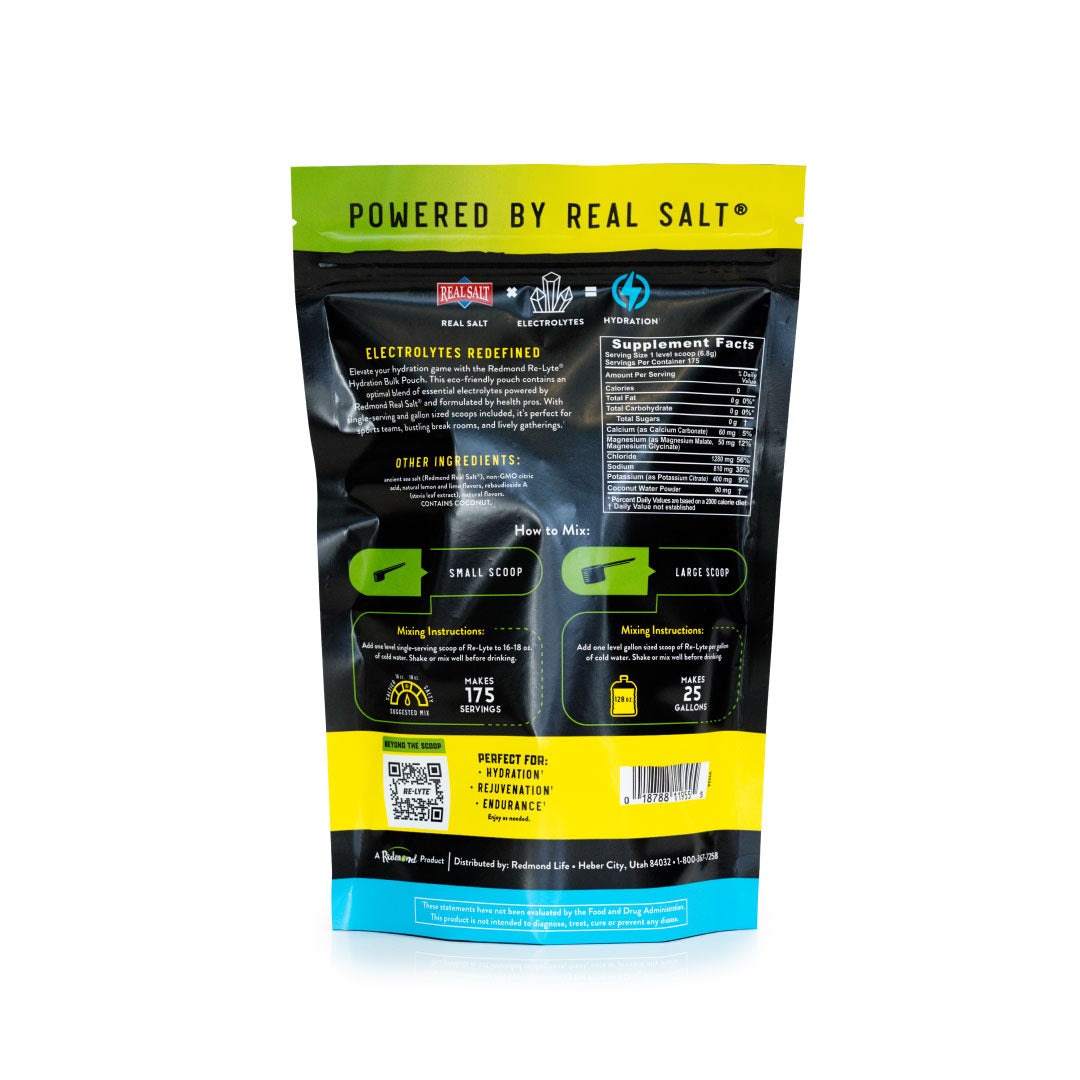 Re-Lyte Hydration Electrolyte Powder Bulk Pouch 175 Servings | Redmond Life